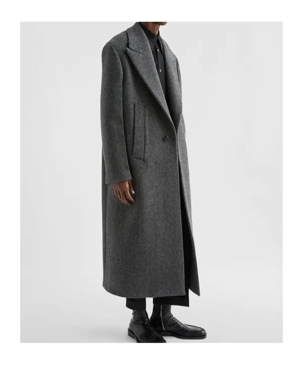 JIL SANDER Long Wool Gabardine Coat - Meteorite