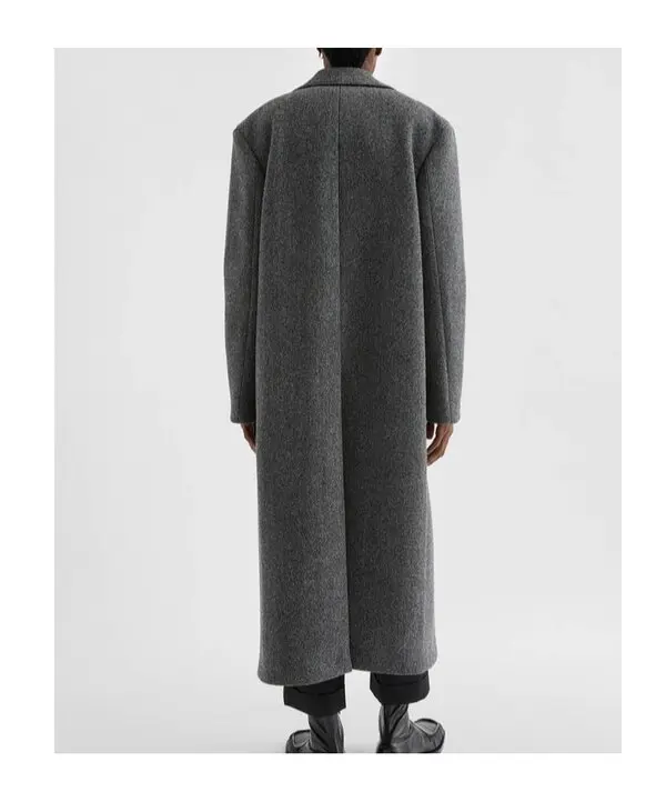 JIL SANDER Long Wool Gabardine Coat - Meteorite