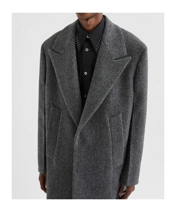 JIL SANDER Long Wool Gabardine Coat - Meteorite