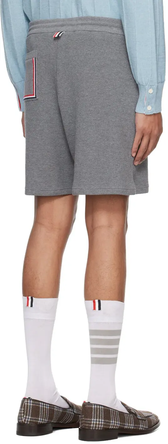 Thom Browne Grey Logo Patch Drawstring Shorts - Medium Gray