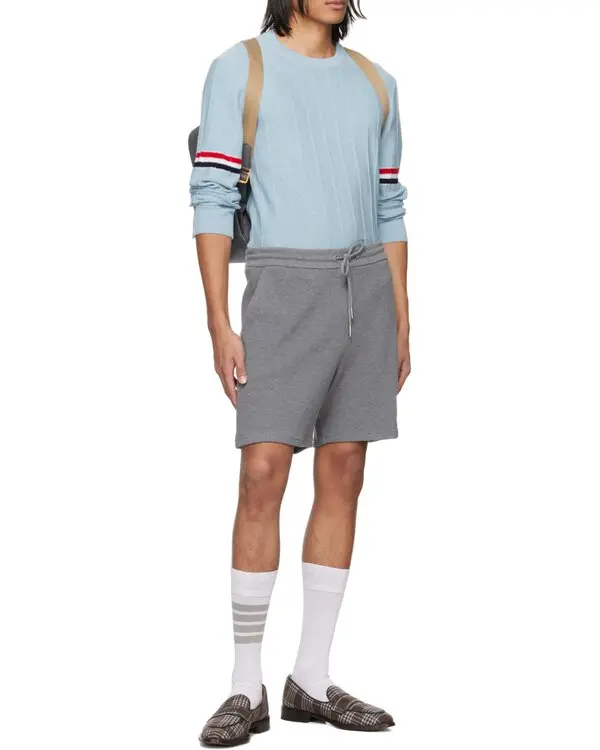 Thom Browne Grey Logo Patch Drawstring Shorts - Medium Gray