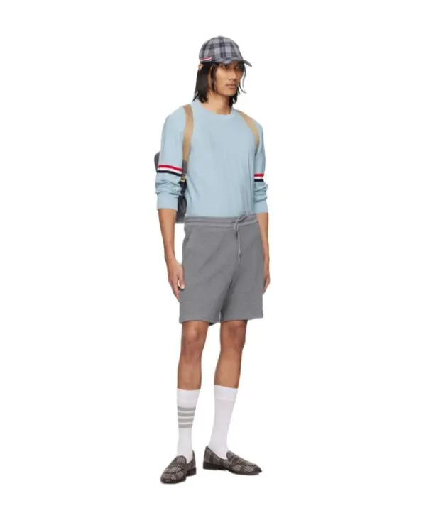 Thom Browne Grey Logo Patch Drawstring Shorts - Medium Gray