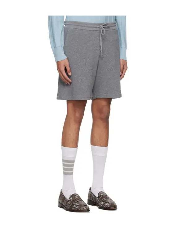 Thom Browne Grey Logo Patch Drawstring Shorts - Medium Gray