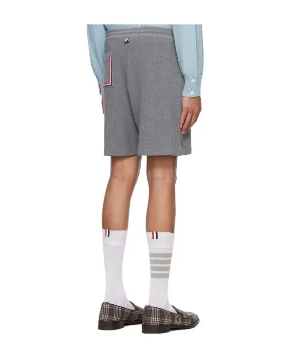 Thom Browne Grey Logo Patch Drawstring Shorts - Medium Gray