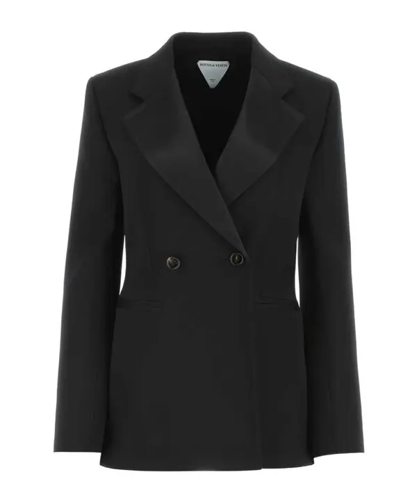 Bottega Veneta Curved Sleeve Compact Satin Jacket - Black