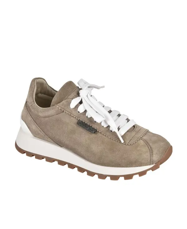 Brunello Cucinelli Round Toe Lace Up Trainers - Gray