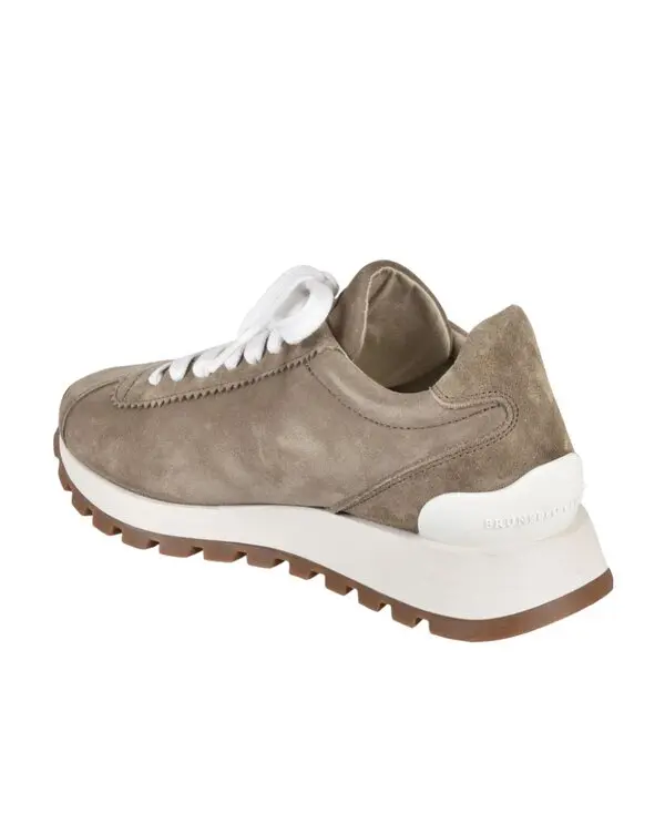Brunello Cucinelli Round Toe Lace Up Trainers - Gray