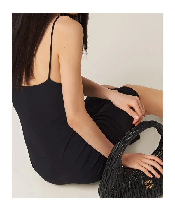 Miu Miu Sleeveless Logo Detailed Midi Dress - Black