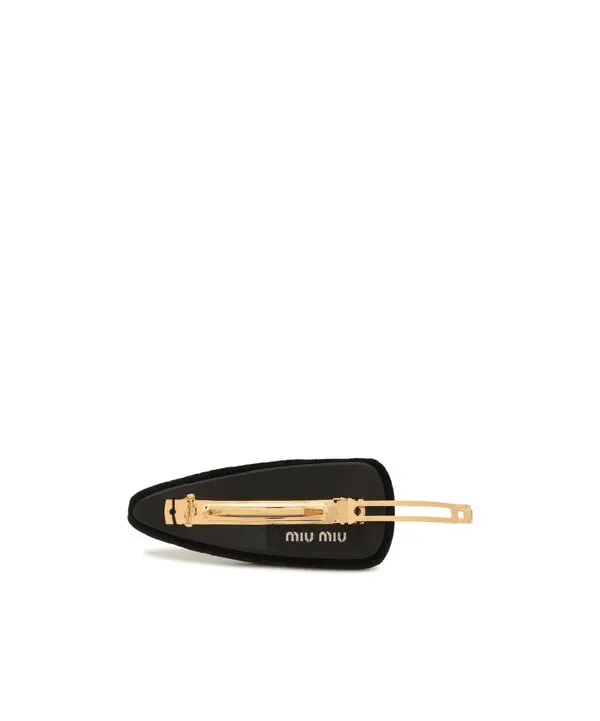 Miu Miu Logo Embellished Velvet Hair Clip