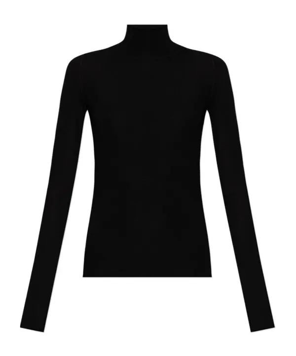 Bottega Veneta Ribbed High Neck Sweater - Black