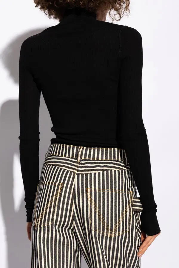 Bottega Veneta Ribbed High Neck Sweater - Black