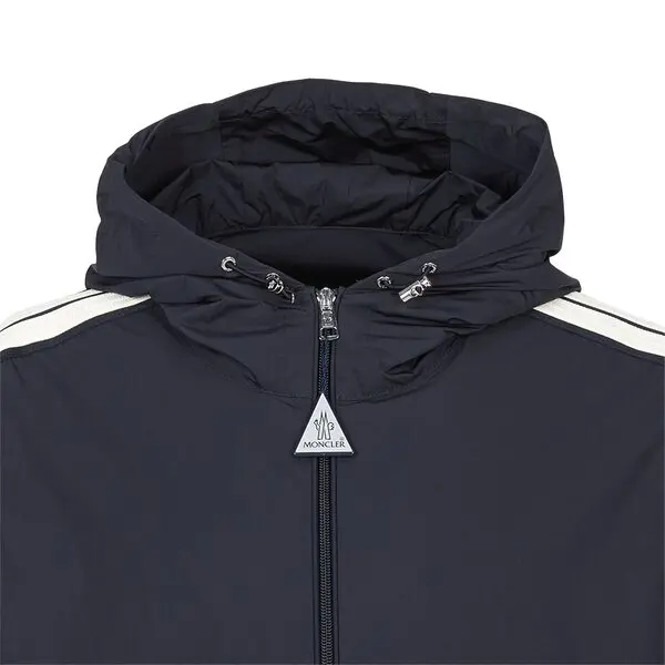 Moncler Zip-up Hooded Jacket With Striped Sleeves