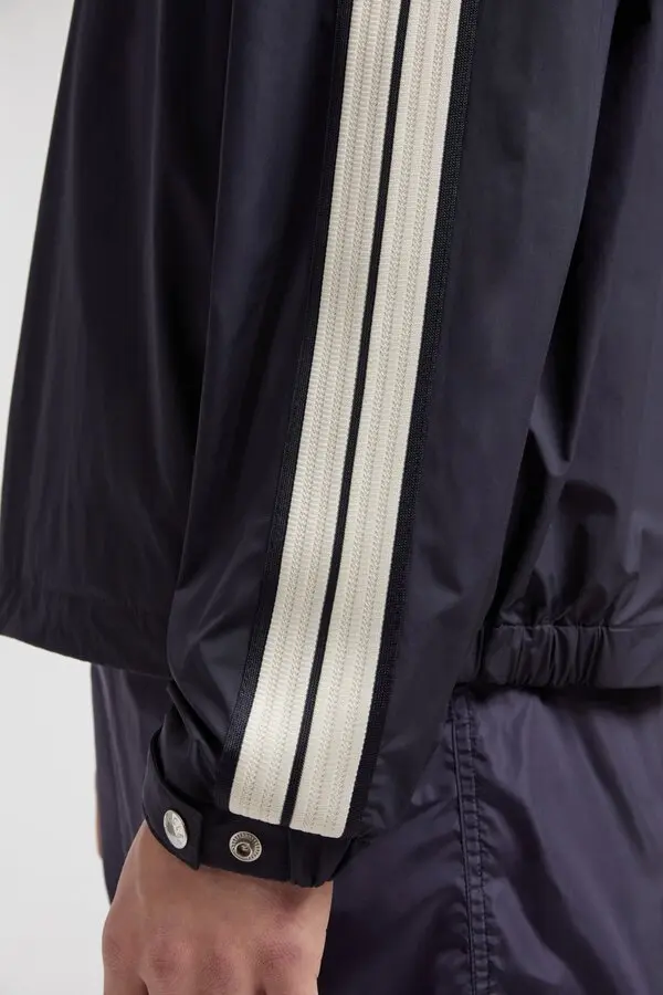 Moncler Zip-up Hooded Jacket With Striped Sleeves