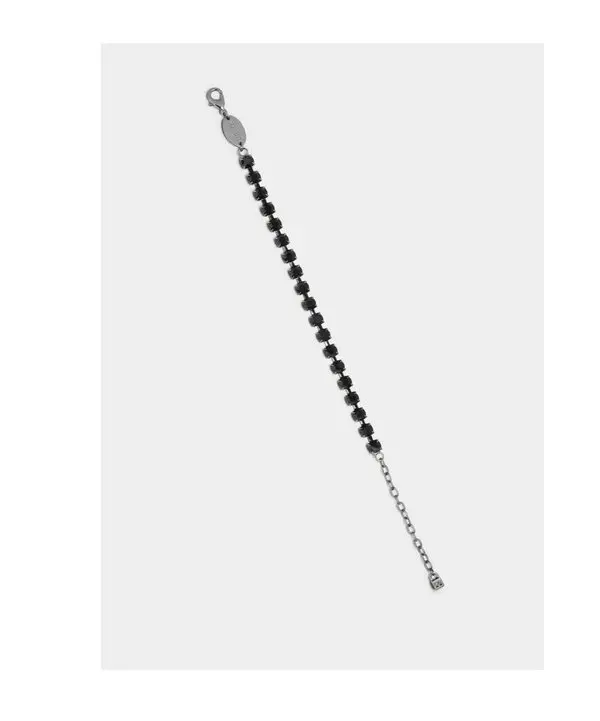 Dsquared2 Embellished Brass Bracelet With Logo Badge - Black
