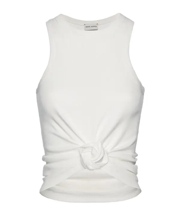 Magda Butrym Knotted Ribbed Tank Top - Cream