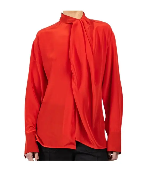 Victoria Beckham Tied-neck Asymmetric Hem Shirt