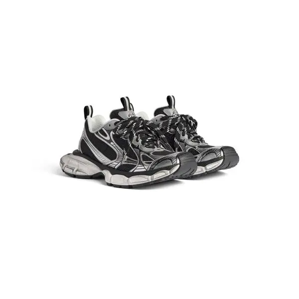 Balenciaga 3xl Lurex Lace-up Sneakers - Black/silver