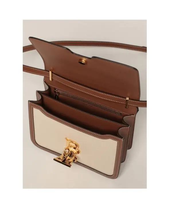Burberry Canvas And Leather Tb Bag