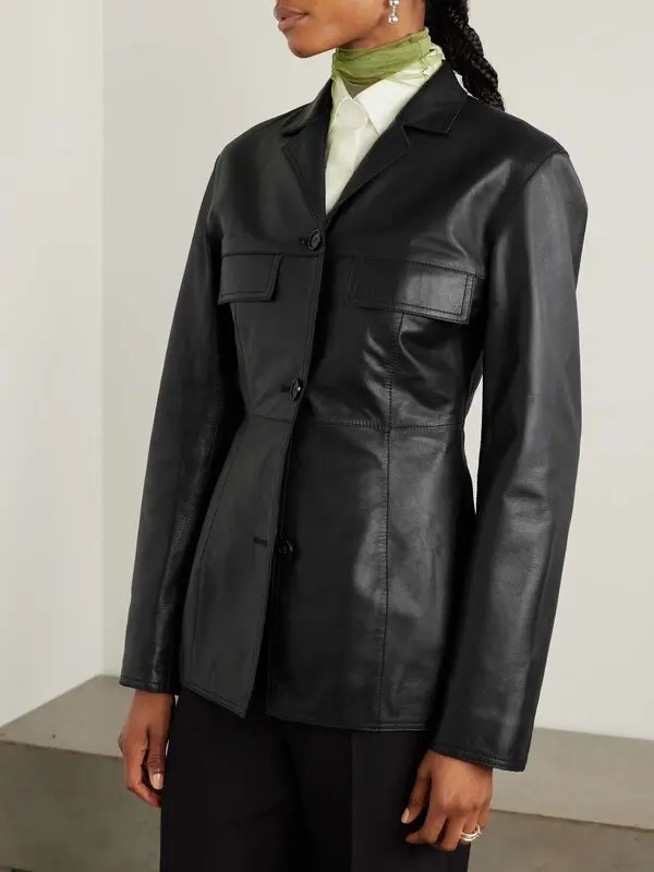 TOTEME Hourglass Buttoned Leather Jacket