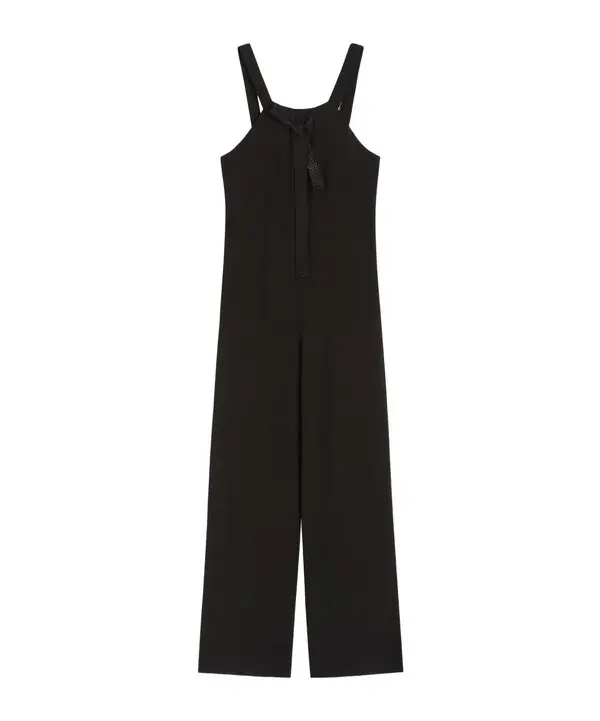 Max Mara Cady Jumpsuit With Wide Neckline And Interchangeable Ribbons - Black