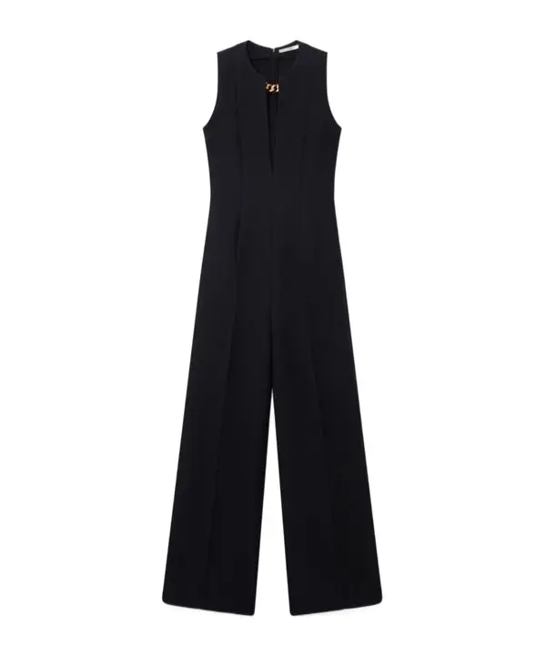 Stella McCartney Sleeveless Chain Embellished Jumpsuit - Midnight Black