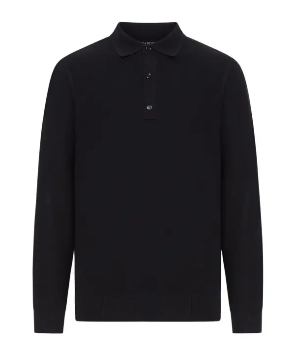 TOM FORD Long-sleeved Knitted Polo Shirt - Black