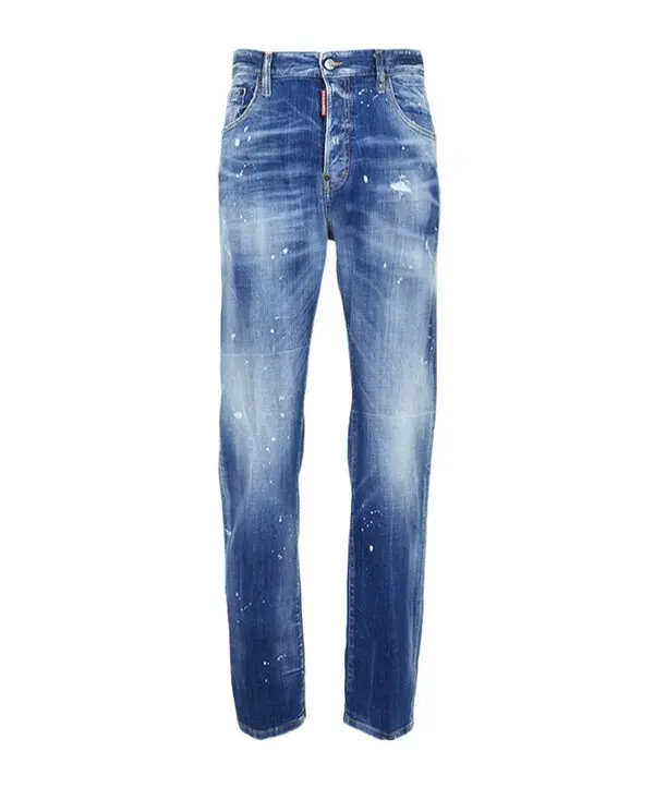 Dsquared2 Distressed Button-fly Jeans With Logo Detail - Blue