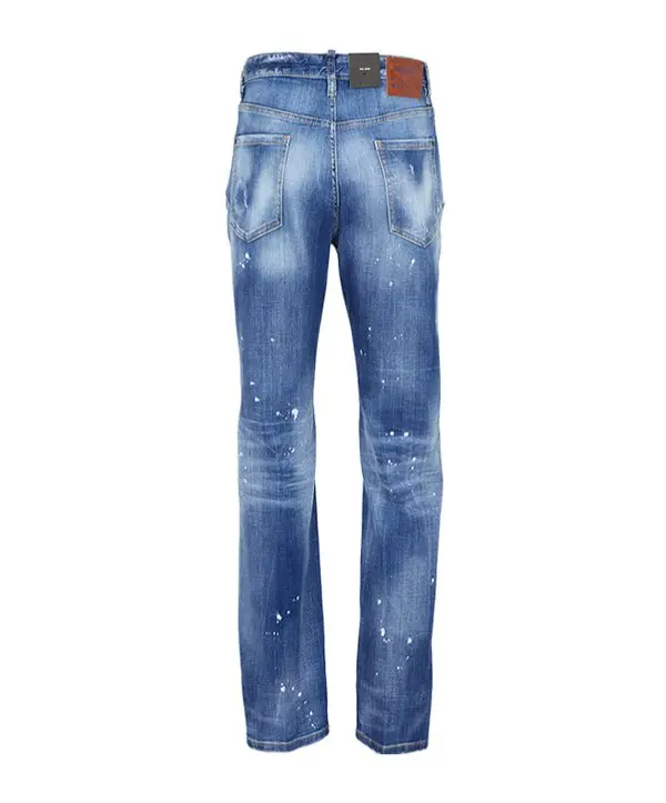 Dsquared2 Distressed Button-fly Jeans With Logo Detail - Blue