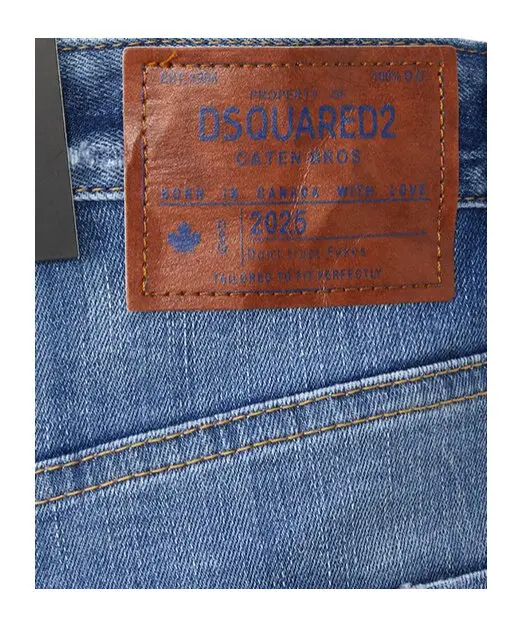 Dsquared2 Distressed Button-fly Jeans With Logo Detail - Blue