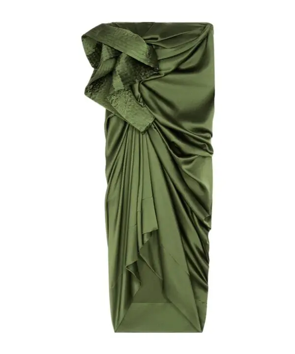 Dries Van Noten Draped Midi Skirt - Khaki