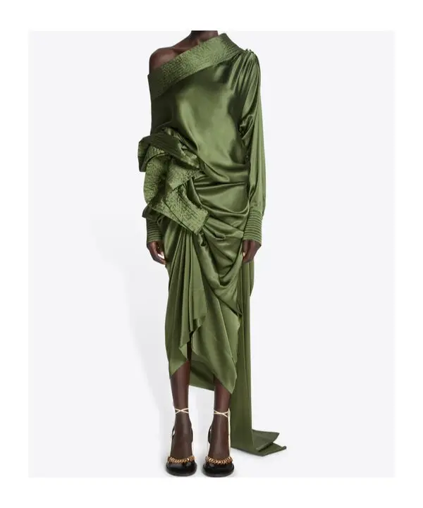 Dries Van Noten Draped Midi Skirt - Khaki