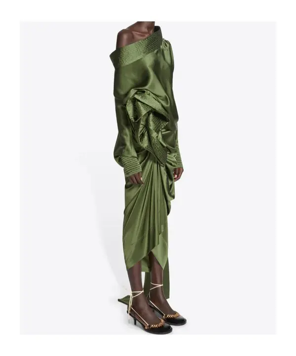 Dries Van Noten Draped Midi Skirt - Khaki