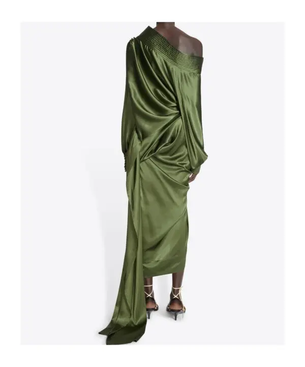 Dries Van Noten Draped Midi Skirt - Khaki
