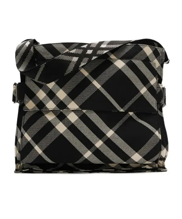 Burberry Medium Checked Trench Tote Bag - Black/plain White