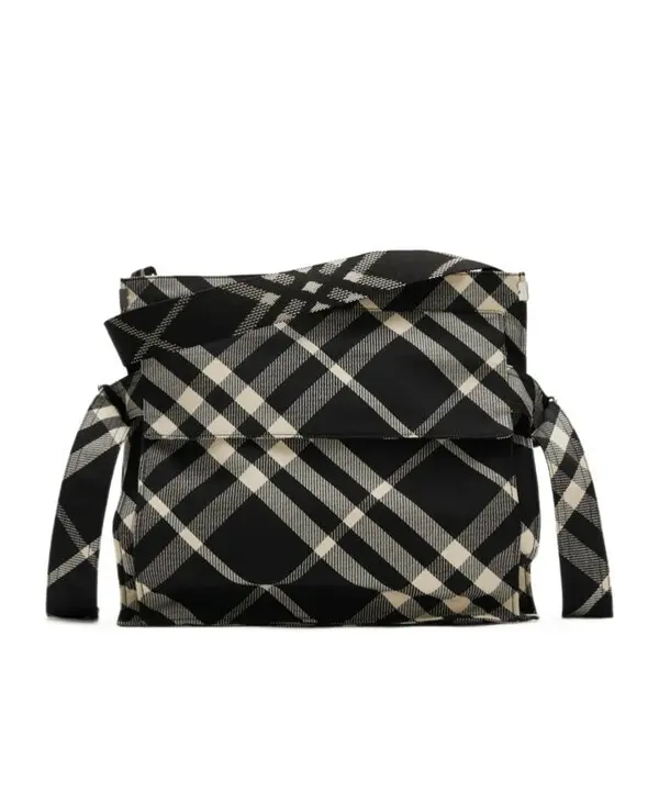 Burberry Medium Checked Trench Tote Bag - Black/plain White
