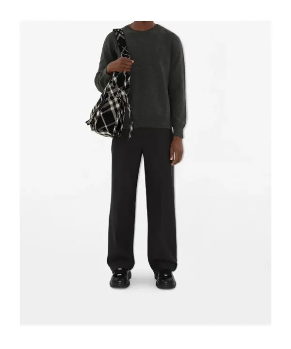 Burberry Medium Checked Trench Tote Bag - Black/plain White