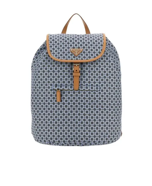 Prada Patterned Logo Backpack - Gray