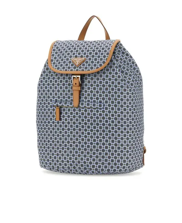 Prada Patterned Logo Backpack - Gray