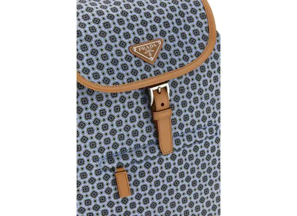 Prada Patterned Logo Backpack - Gray