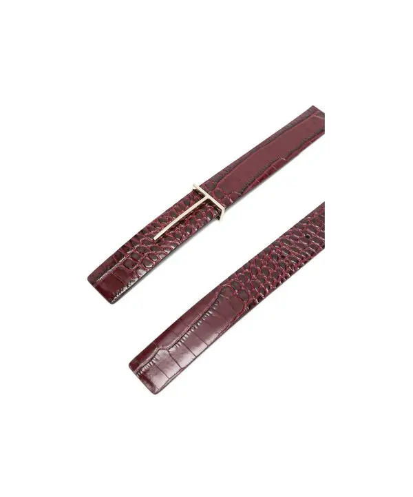 TOM FORD Logo Plaque Embossed Leather Belt - Black