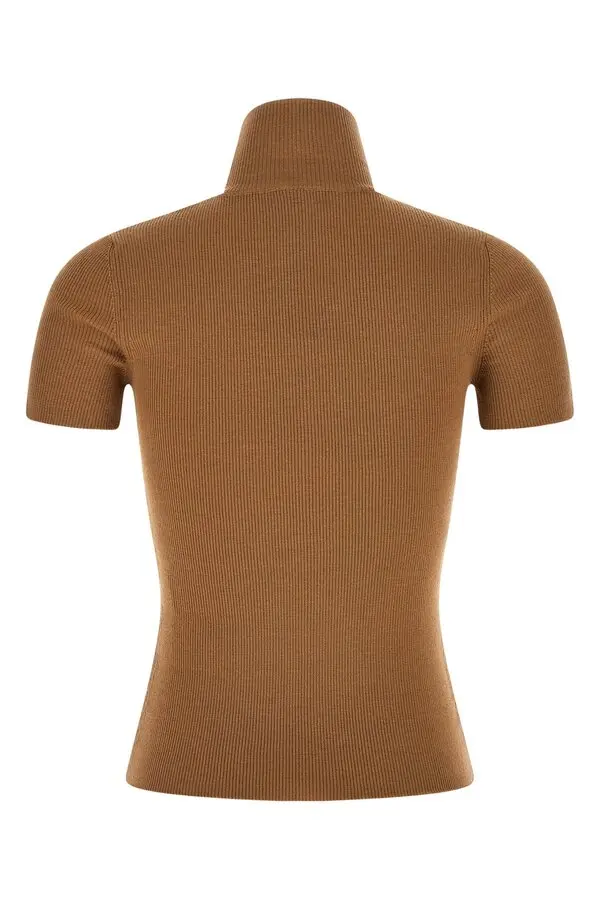 Max Mara High Neck Short Sleeve Jumper - Brown