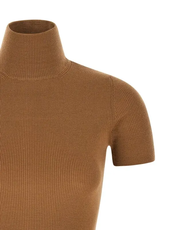 Max Mara High Neck Short Sleeve Jumper - Brown
