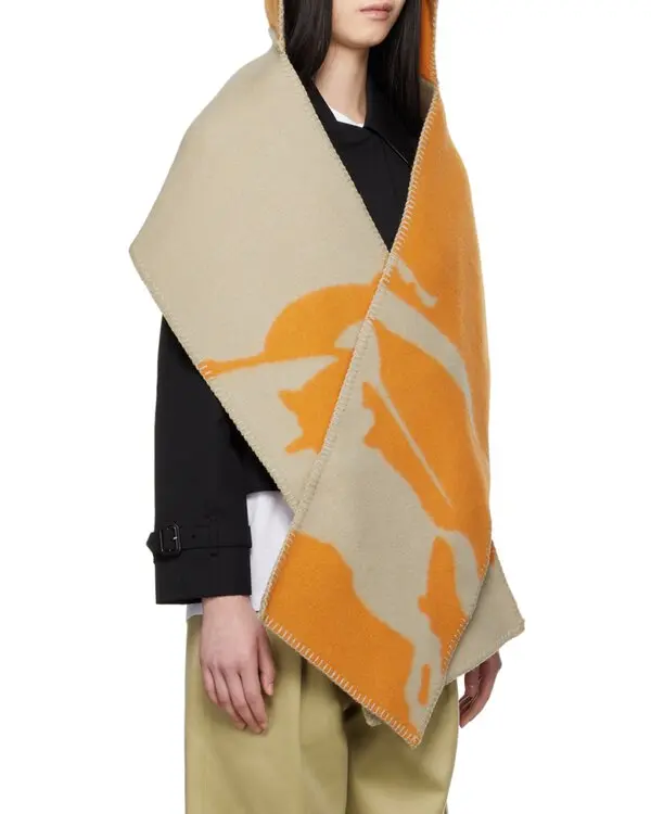 Burberry Ekd Wool Hooded Scarf - Orange
