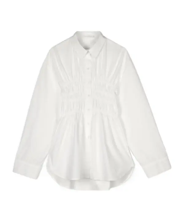 Cecilie Bahnsen Long-sleeved Shirt With Lapel Collar - White