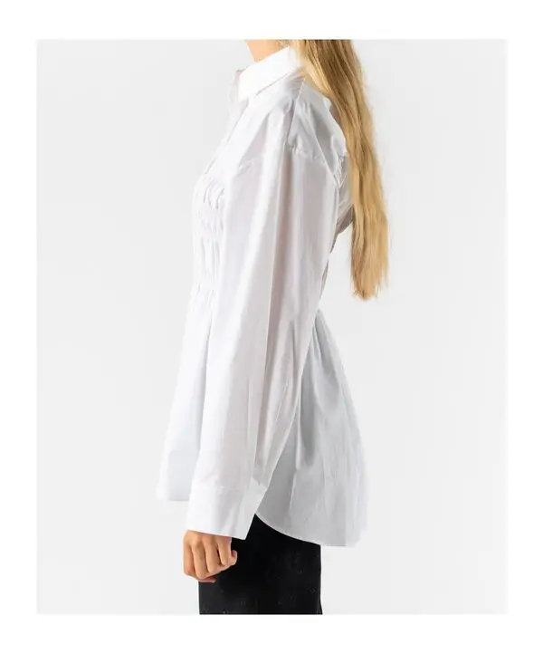 Cecilie Bahnsen Long-sleeved Shirt With Lapel Collar - White
