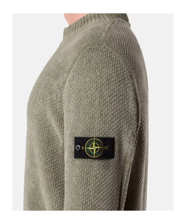 Stone Island Textured Mock Neck Sweater - Sage