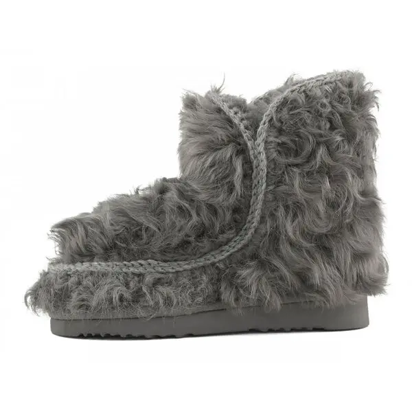 Mou Round Toe Short Boots - Grey