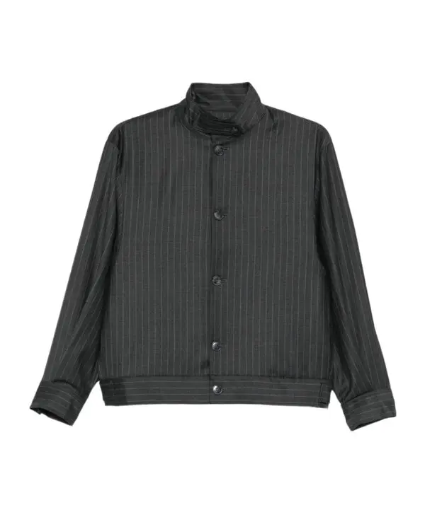 AYA MUSE Pinstriped Bomber Jacket - Gray