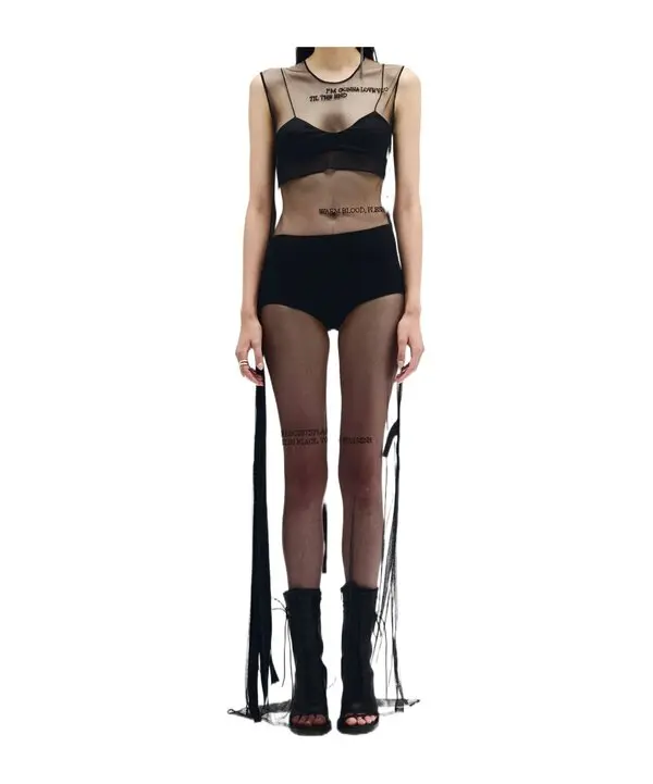 ANN DEMEULEMEESTER Mesh Maxi Dress With Pearl Embroidery
