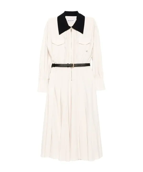 SELF-PORTRAIT Contrast Collar Midi Dress
